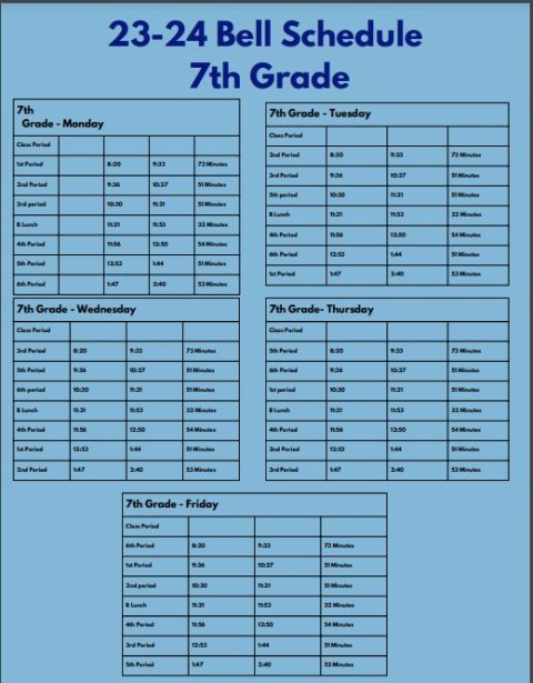 Bell Schedules | Thomas E. Weightman Middle School